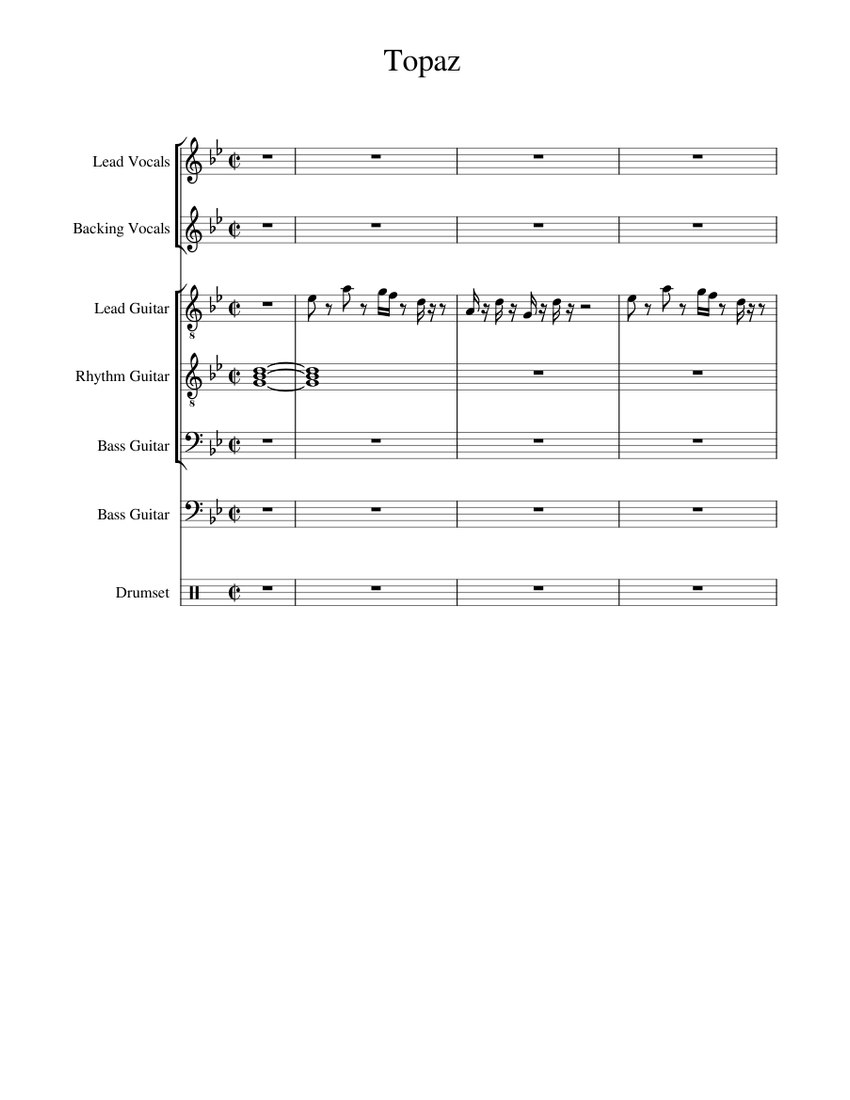 Topaz Sheet Music for Vocals, Guitar, Bass guitar, Drum group (Mixed ...