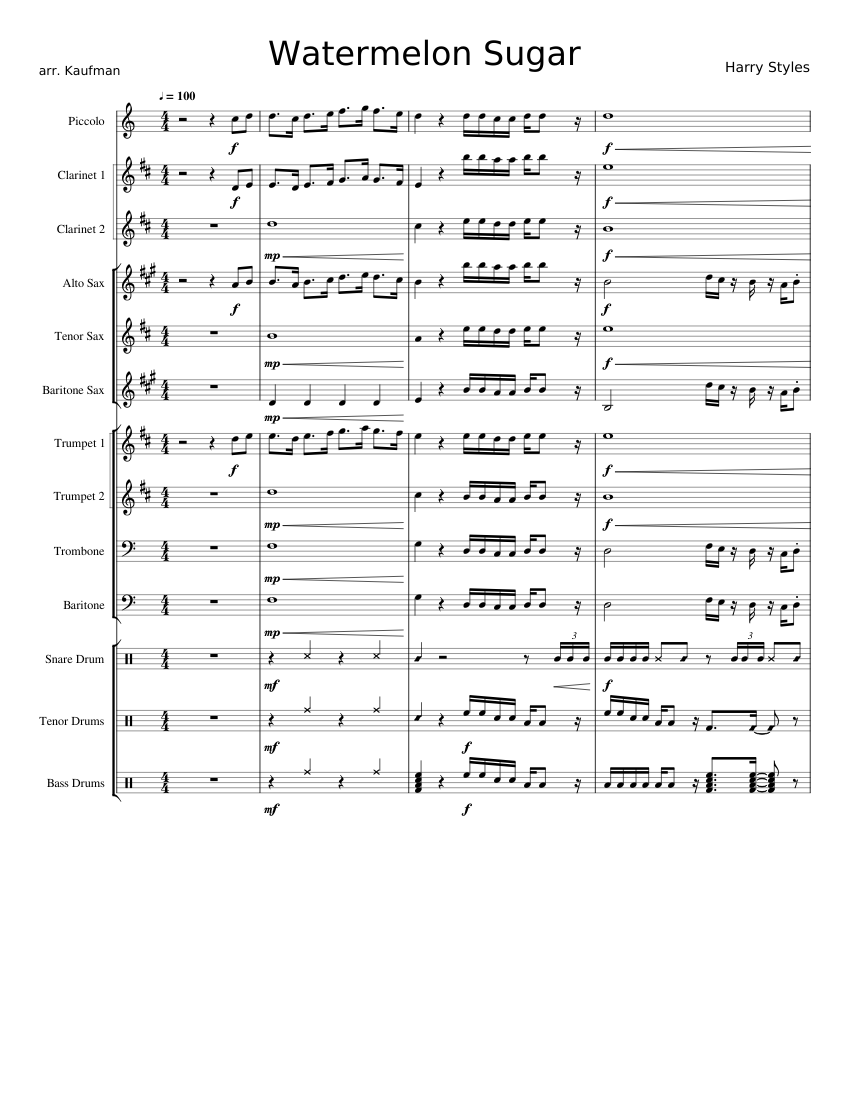 Watermelon Sugar - Pep Tune Sheet music for Trombone, Flute piccolo ...