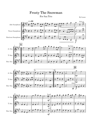 Frosty the Snowman Sheet Music for Saxophone alto (Solo) | MuseScore.com