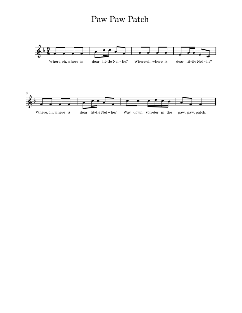 Paw Paw Patch Grade 4 Sheet music for Piano (Solo) Easy | Musescore.com