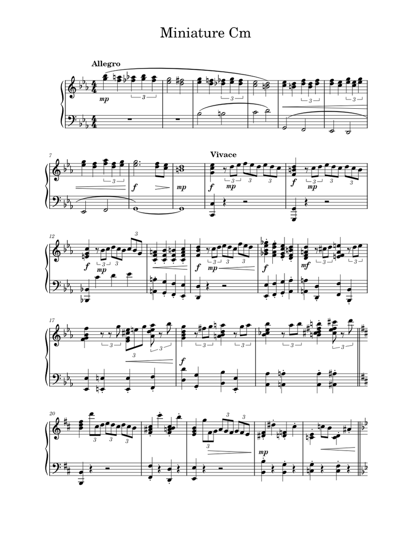 Miniature Cm Sheet music for Piano (Solo) | Musescore.com