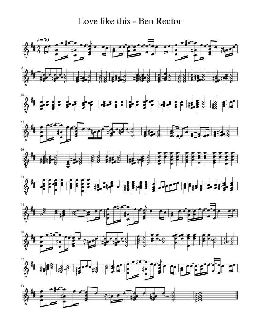 Love like this - Ben Rector guitar tab Sheet Music for Guitar (Solo ...