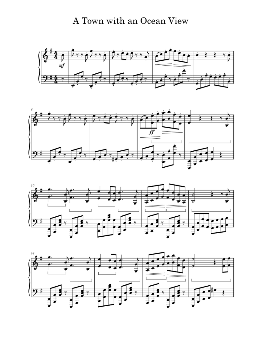 A Town with an Ocean View Sheet music for Piano (Solo) | Musescore.com