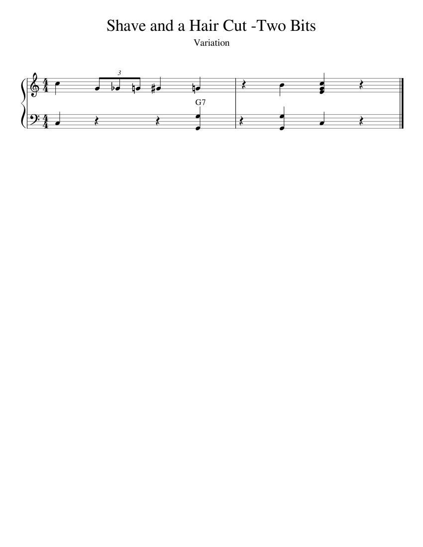 Shave and a Hair Cut Two Bits Sheet Music for Accordion (Solo ...