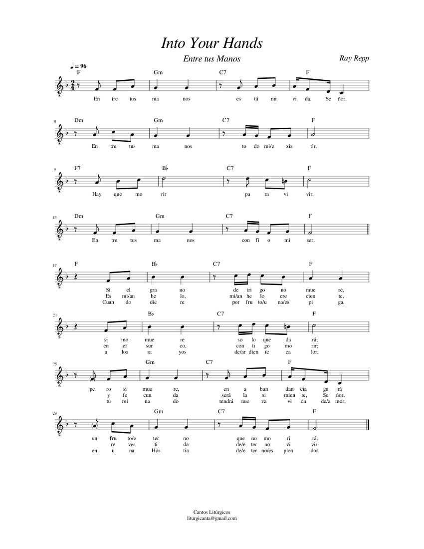 Entre tus Manos Sheet music for Vocals (A Capella) | Musescore.com