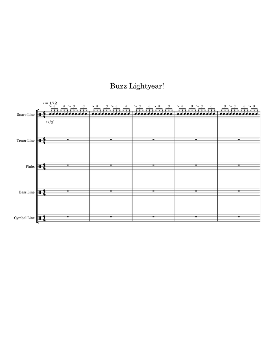 Buzz Lightyear Sheet music for Snare drum, Crash, Tenor drum, Bass drum ...