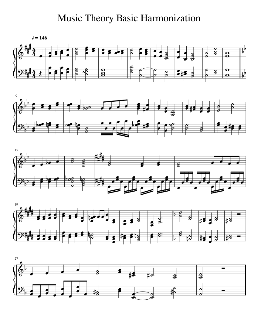 Music Theory Basic Harmonization Sheet Music for Piano (Solo ...