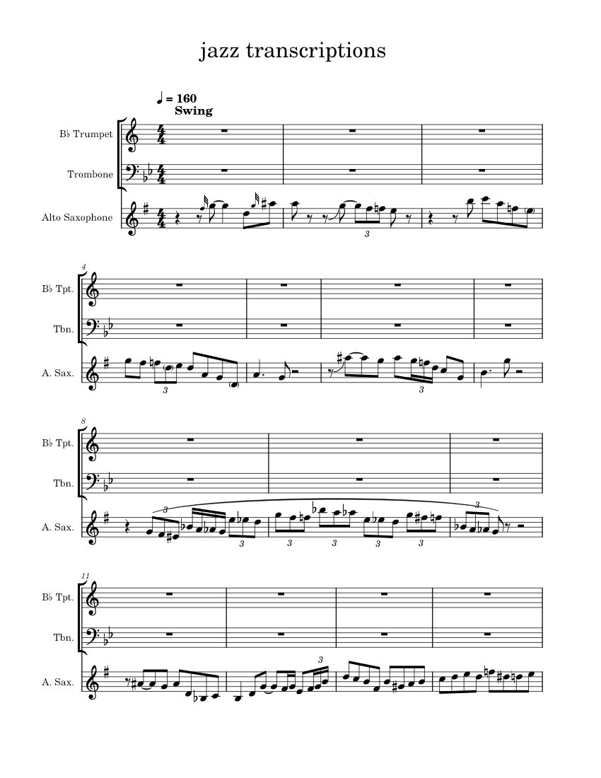 jazz_transcriptions Sheet music for Trombone, Saxophone alto, Trumpet ...