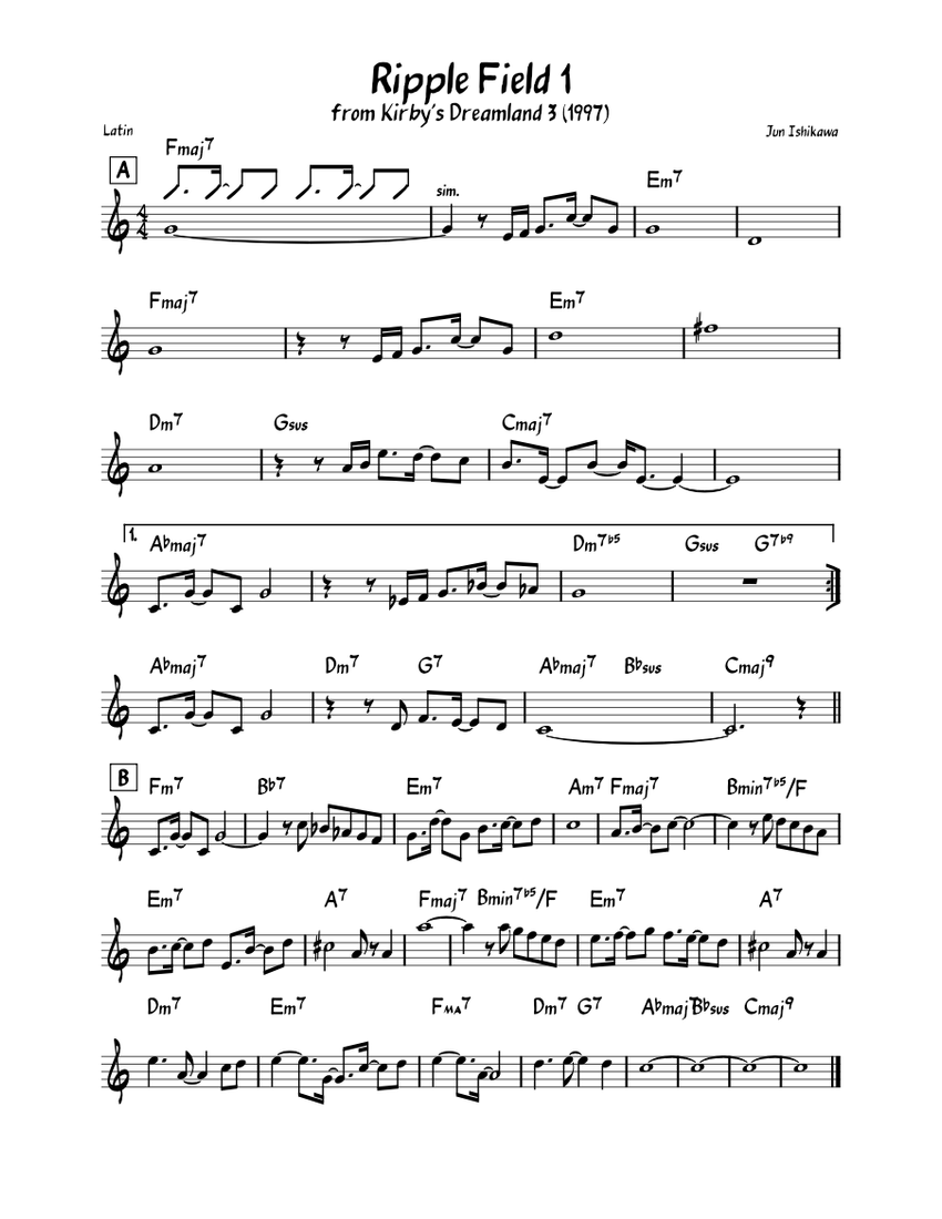 Ripple Field 1 – Jun Ishikawa Ripple Field 1 - Kirby's Dreamland 3 ...