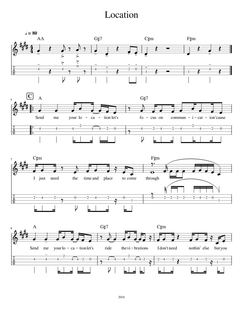 Location - Khalid Sheet Music for Ukulele (Solo) | MuseScore.com