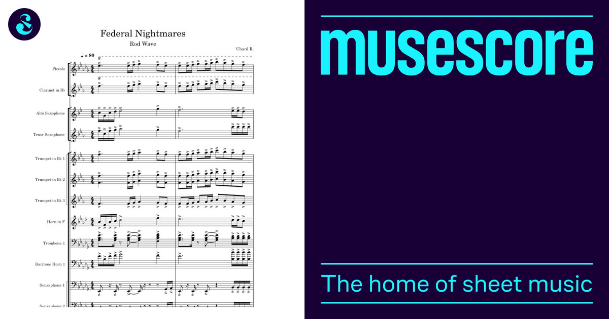 Federal Nightmares - Rod Wave Sheet music for Trombone, Tuba, Oboe ...