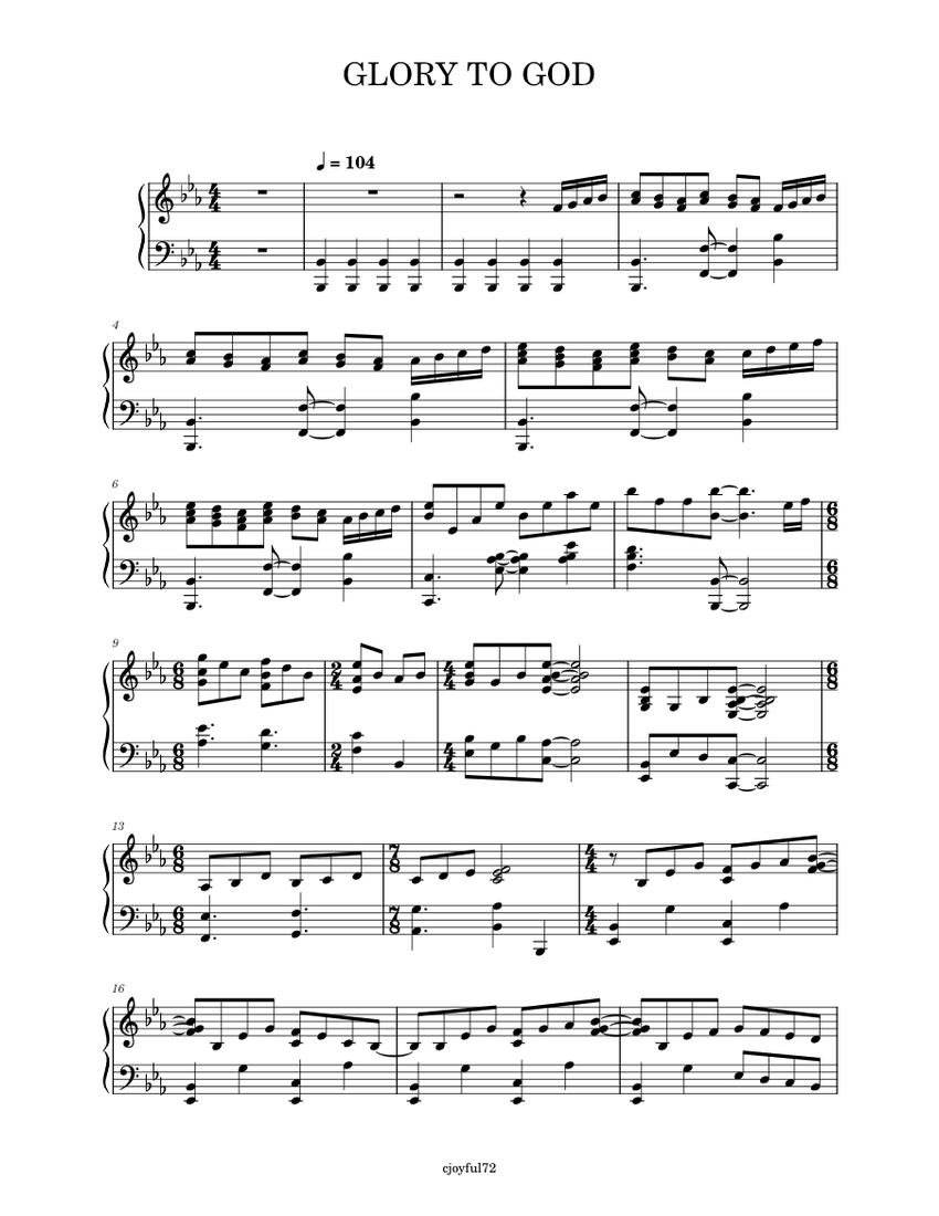 GLORY TO GOD Sheet Music for Piano (Solo) | MuseScore.com