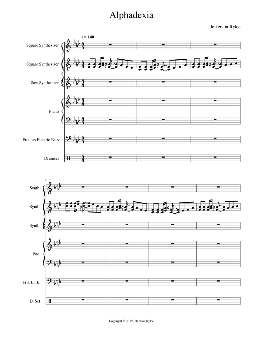 Alphadexia [8-bit] Sheet music for Piano, Bass guitar, Drum group ...