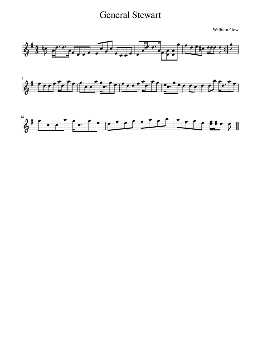 William Gow - General Stewart Sheet music for Piano (Solo) Easy ...