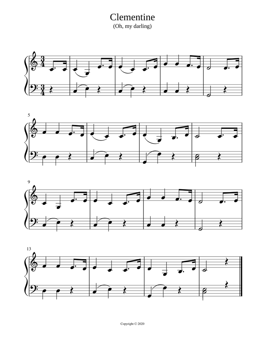 Clementine Sheet music for Piano (Solo) | Musescore.com