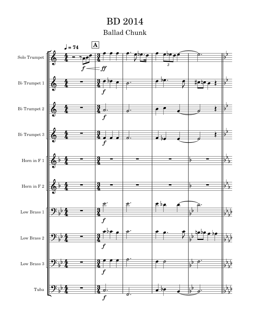 BD 2014 Ballad Chunk Brass Warm Up #6 Sheet music for Trombone, Tuba ...