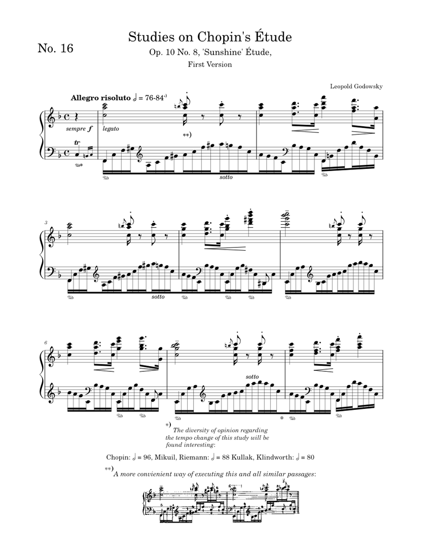 Study No. 16 on Chopin's Étude (Op. 10 No. 8) – Leopold Godowsky Sheet Music for Piano (Solo ...