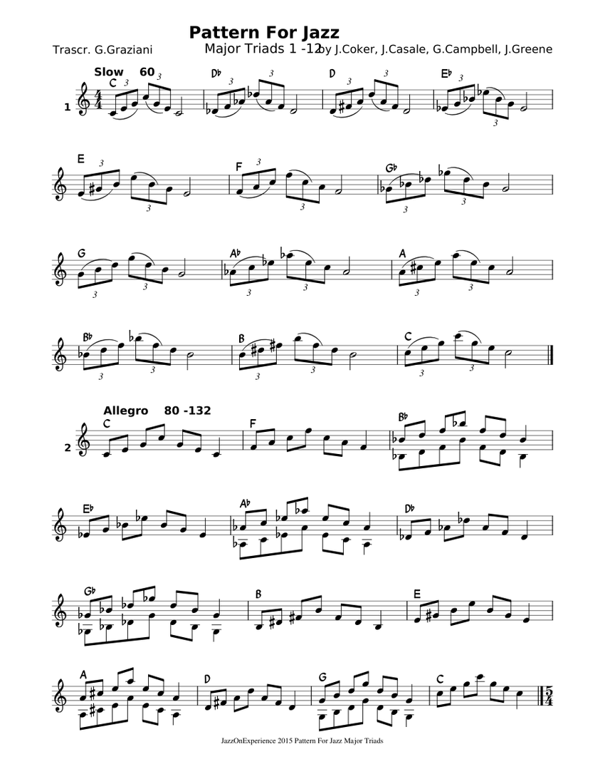 001_Pattern_For_Jazz_Major_Triads Sheet music for Piano (Solo) Easy ...