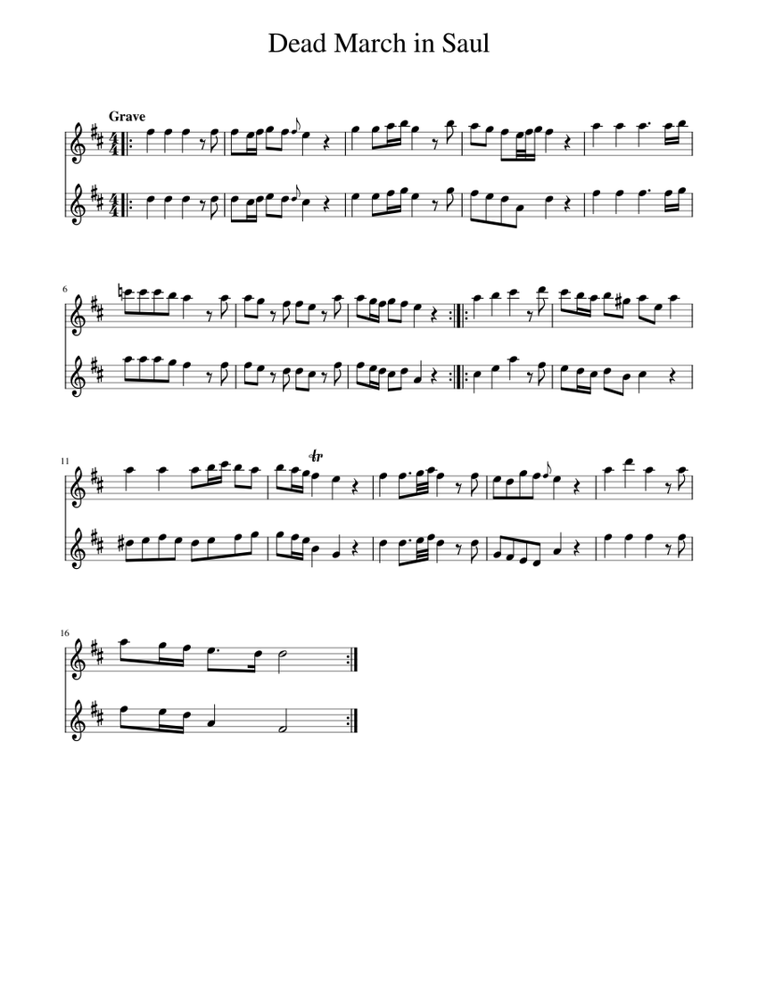 Dead March in Saul Sheet Music for Piano (Piano Duo) | MuseScore.com