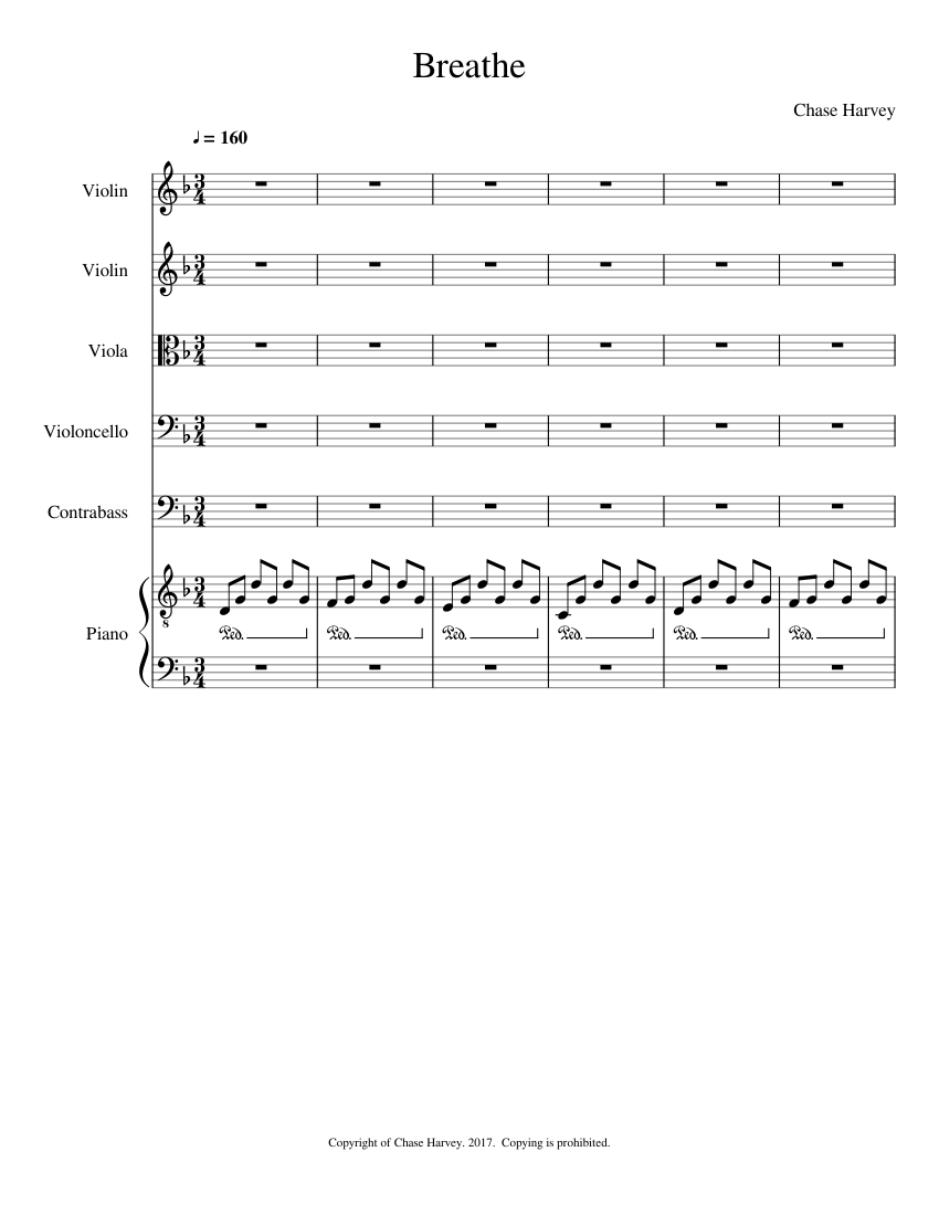 Breathe Sheet music for Piano, Contrabass, Violin, Viola & more ...