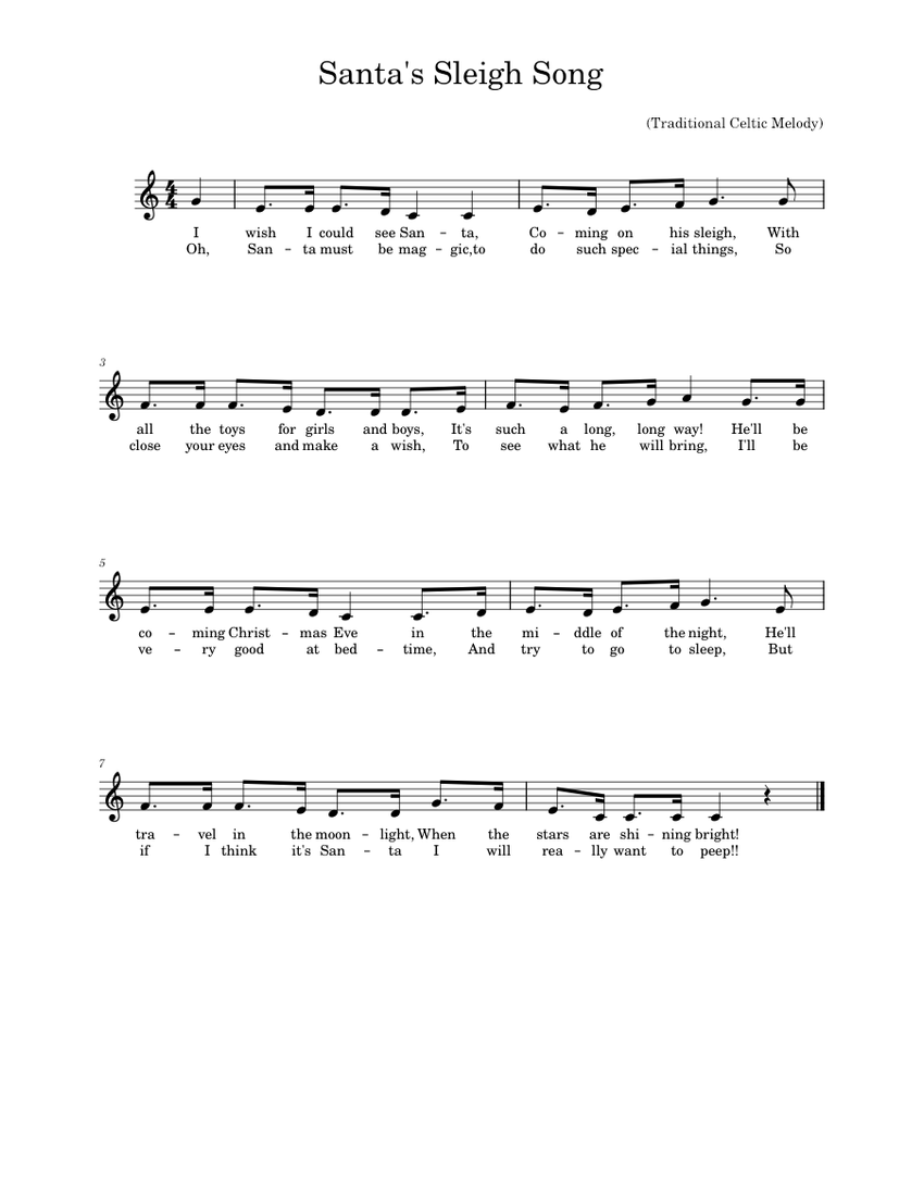 Santa's Sleigh Song – Misc Traditional Santa's Sleigh Song Sheet music ...