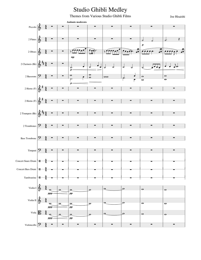 Studio Ghibli Medley - Joe Hisaishi Sheet Music for Trombone, Trombone ...