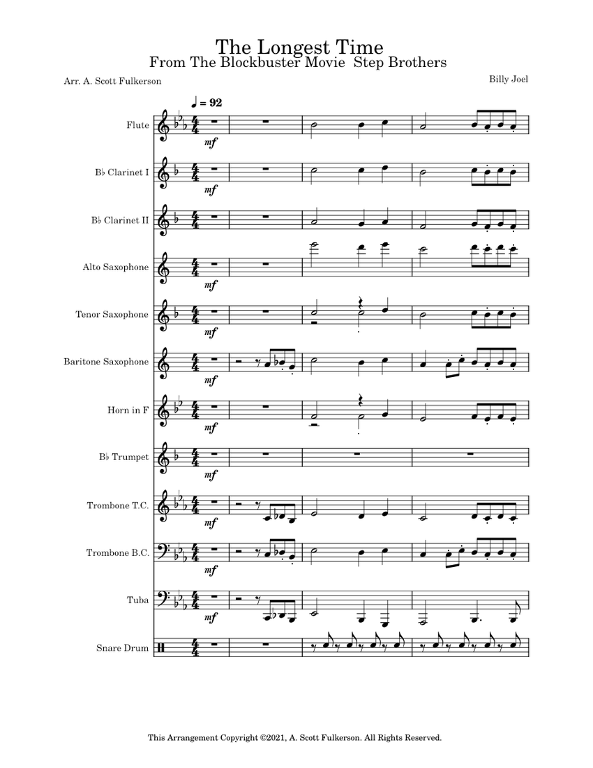 The Longest Time Sheet music for Trombone, Tuba, Flute, Clarinet in b ...