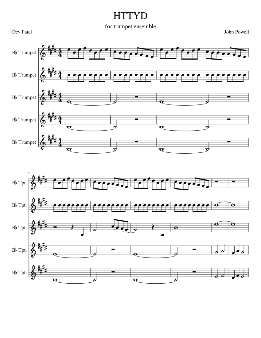 Test Drive (HTTYD) – John Powell Test Drive (HTTYD) for Trumpet Quintet ...