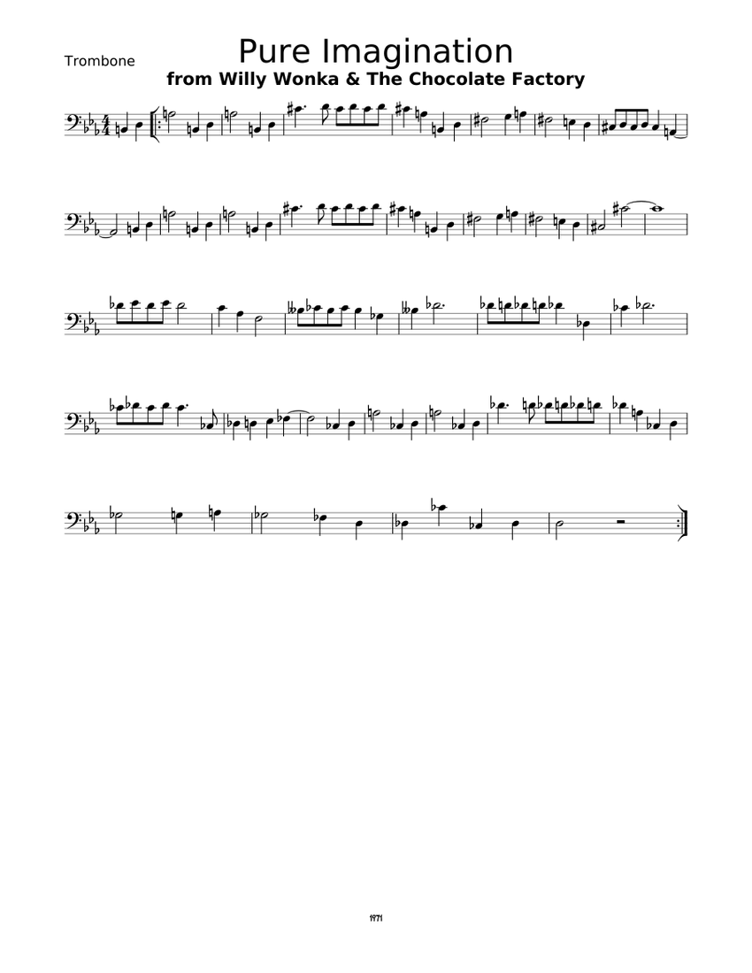 Pure Imagination Sheet music for Trombone (Solo) | Musescore.com