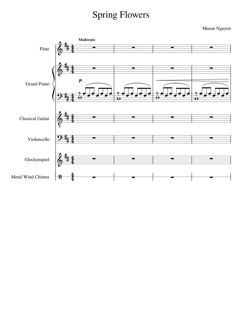 Spring Flowers Sheet Music for Piano, Flute, Glockenspiel, Cello & more ...
