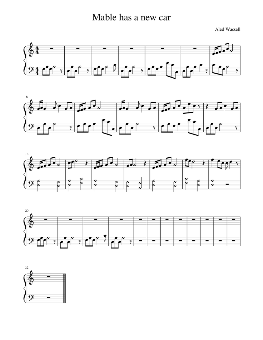Mable has a new car Sheet music for Piano (Solo) Easy | Musescore.com