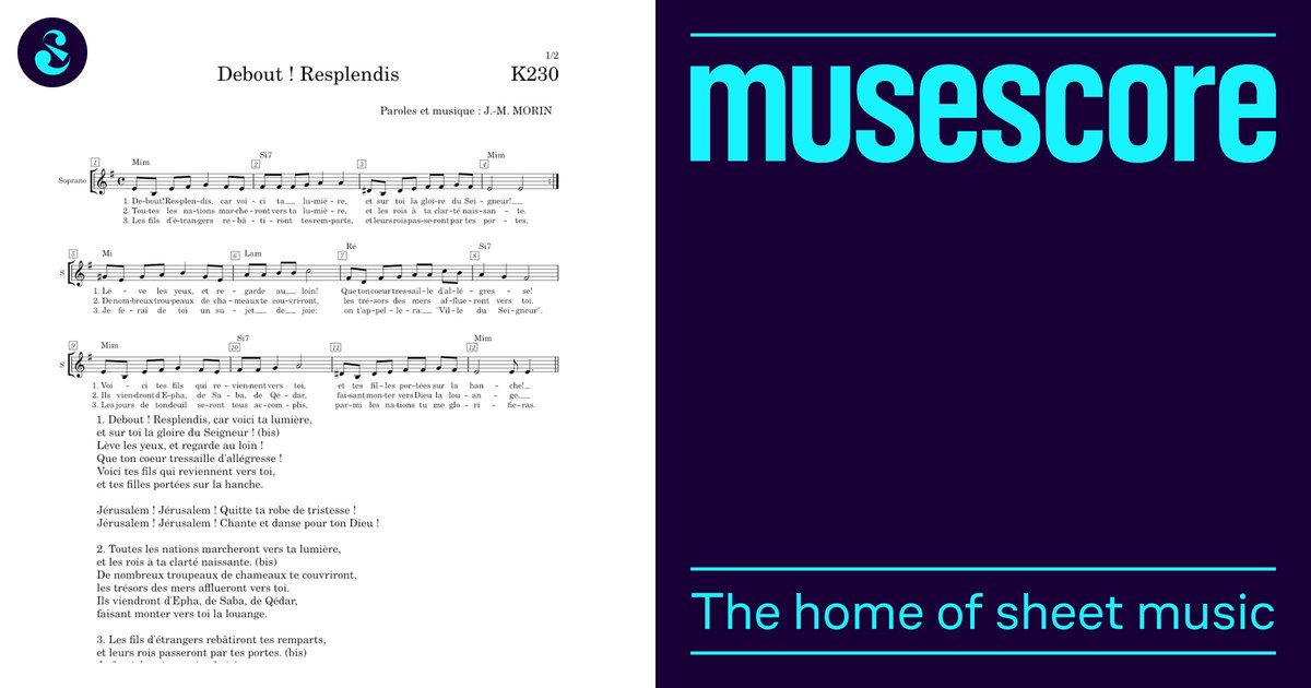 Debout, Resplendis - J. M. Morin Sheet Music with Chords for ...