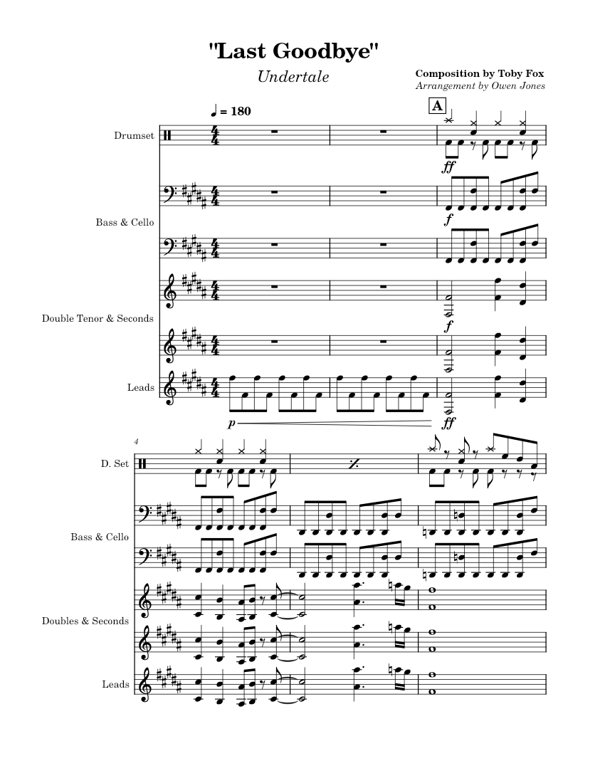 Last Goodbye – Toby Fox Last Goodbye Sheet Music for Drum group, Steel ...