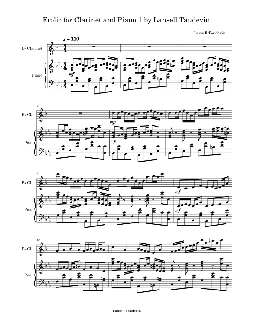 Frolic_for_Clarinet_and_Piano_1_by_Lansell_Taudevin Sheet music for ...