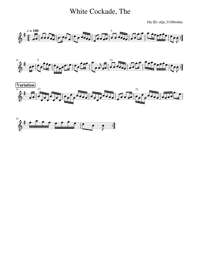 The White Cockade Sheet music for Piano (Solo) Easy | Musescore.com