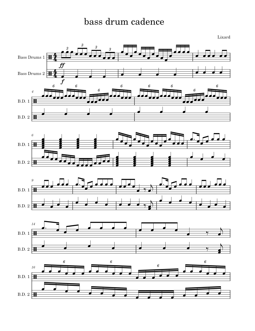 bass drum cadence Sheet music for Bass drum (Percussion Ensemble ...
