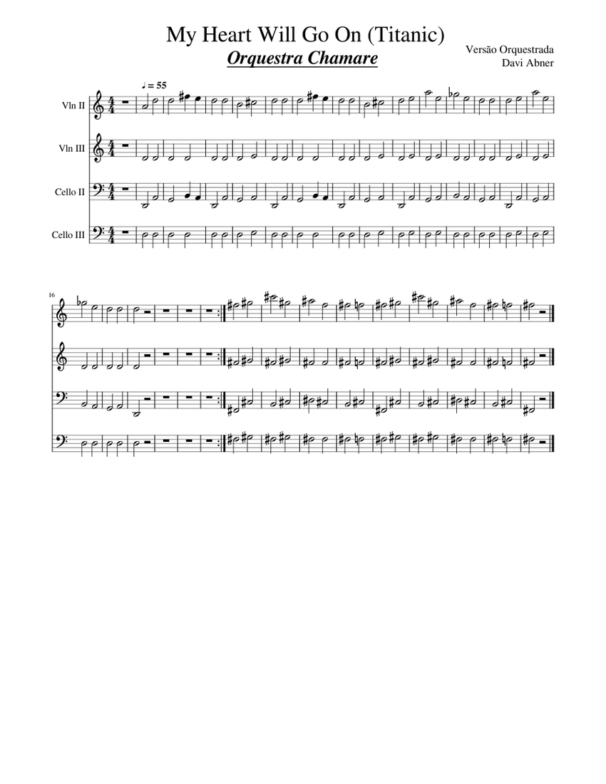 My Heart Will Go On (Titanic) Sheet Music for Violin, Cello (Mixed ...