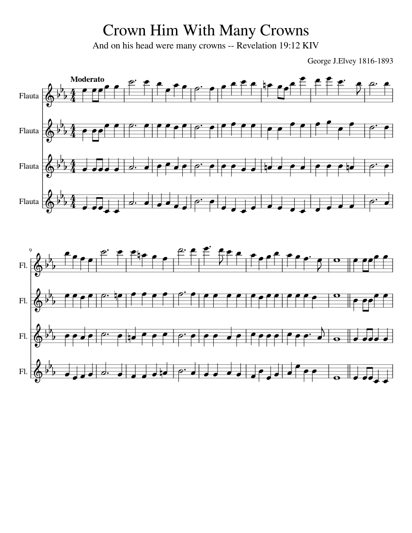 Crown_Him_With_Many_Crowns (For Flute Quartet) George J. Elvey Sheet ...