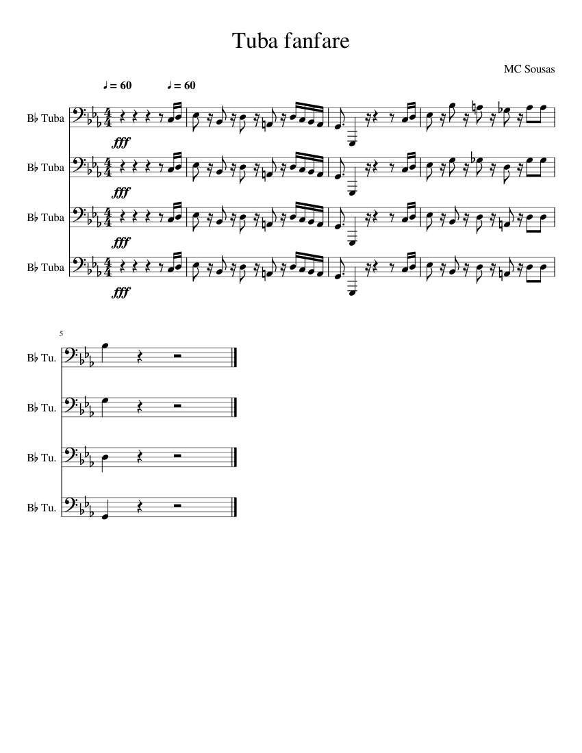 Tuba fanfare RCB Sheet music for Tuba (Mixed Quartet) | Musescore.com