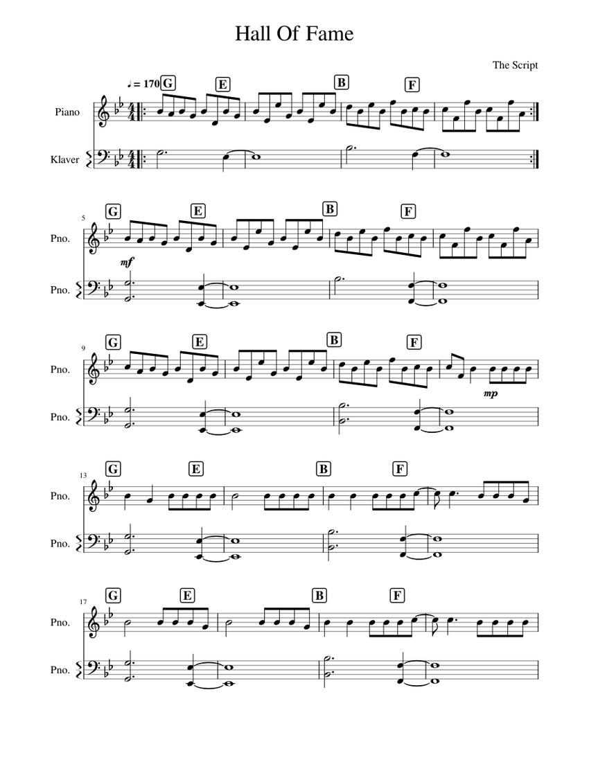 Hall_Of_Fame Sheet Music for Piano (Piano Duo) | MuseScore.com