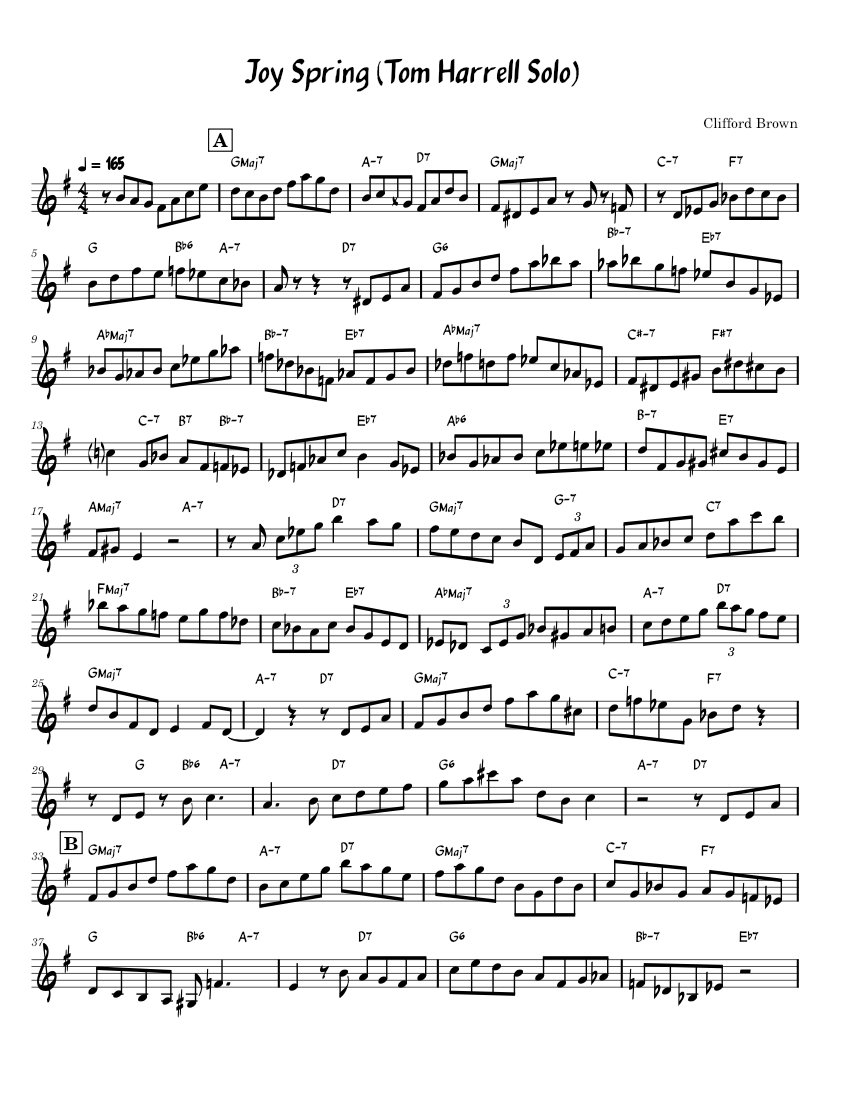 Joy Spring – Tom Harrell Sheet Music for Trumpet in b-flat (Solo ...
