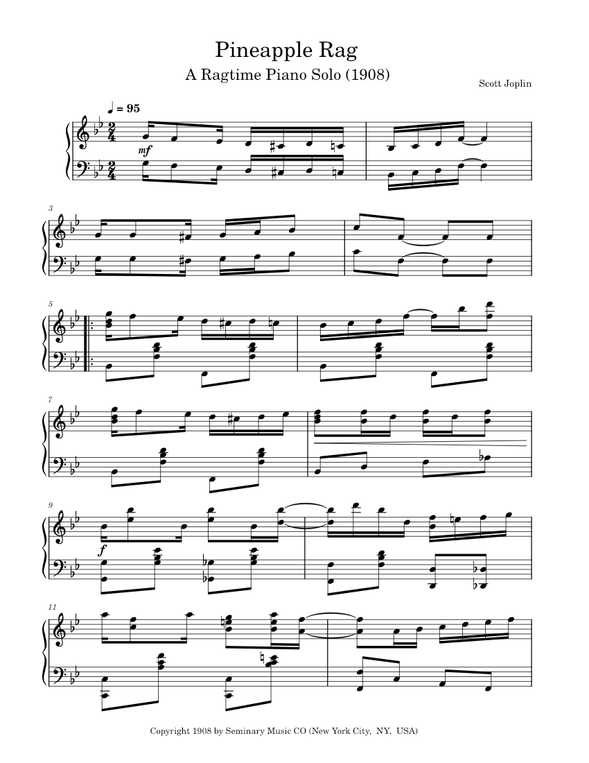 Pineapple Rag by Scott Joplin (1908) Sheet music for Piano (Solo ...