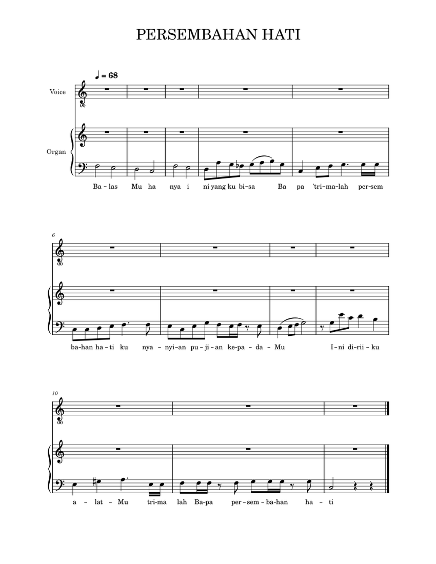 None – none PERSEMBAHAN HATI Sheet Music for Organ, Vocals (Mixed Duet ...