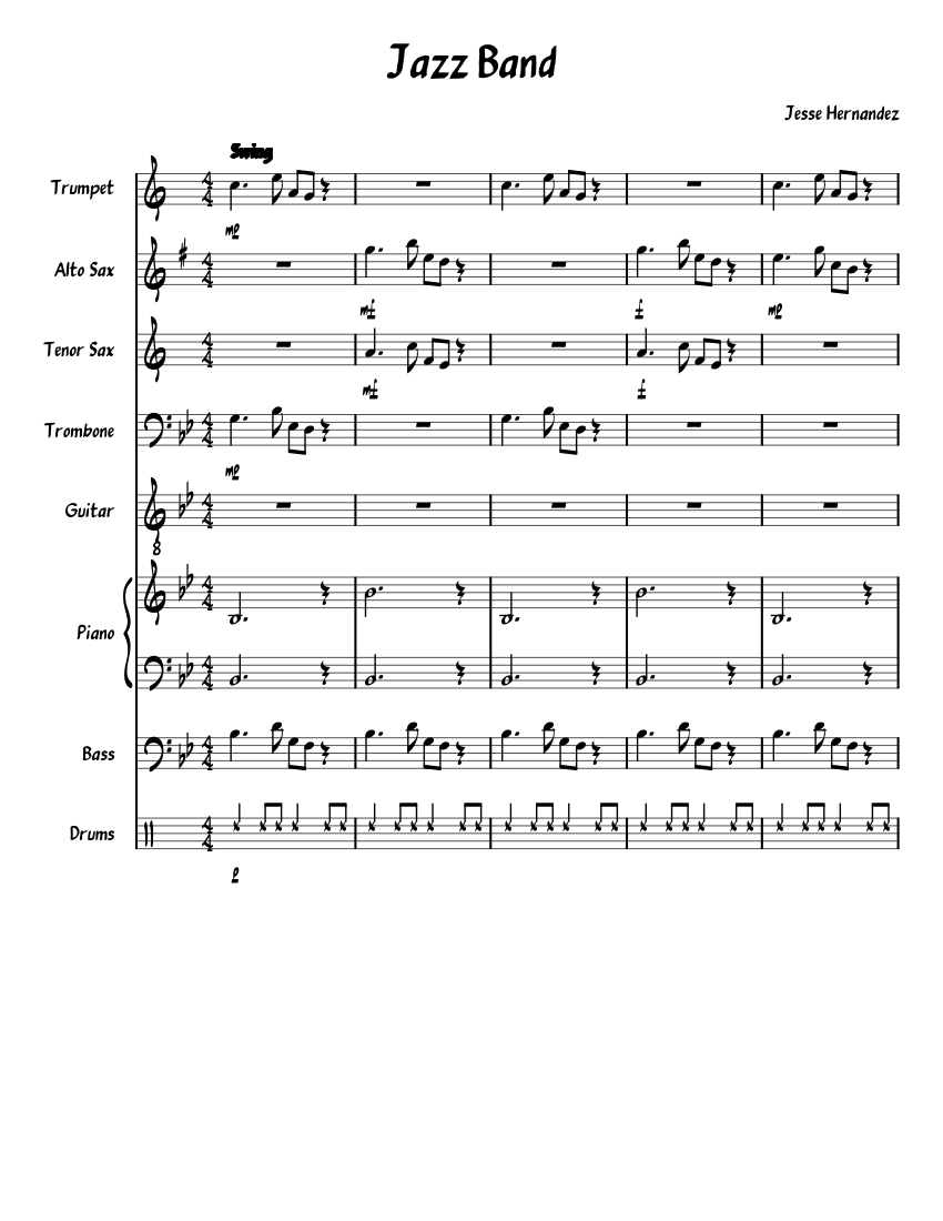 Small Jazz Ensemble Sheet music for Piano, Trombone, Saxophone alto ...