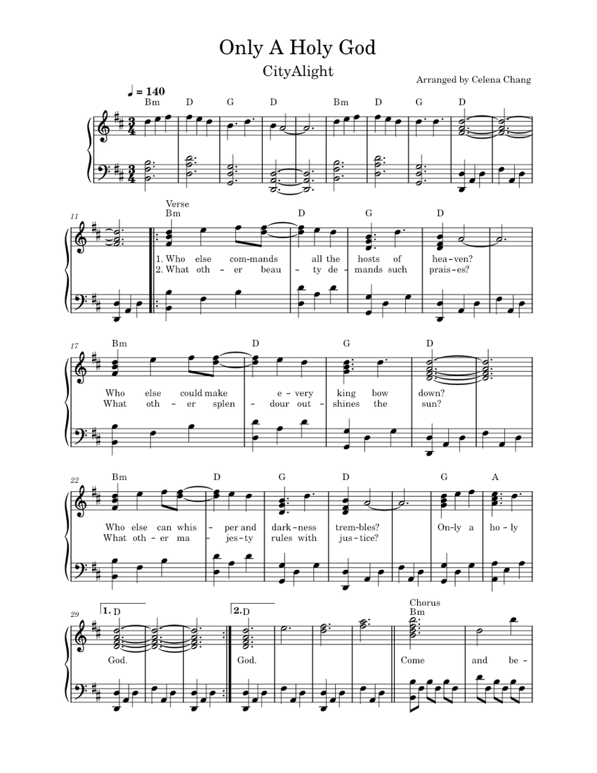 Only A Holy God - CityAlight Sheet Music with Chords for Piano (Solo ...