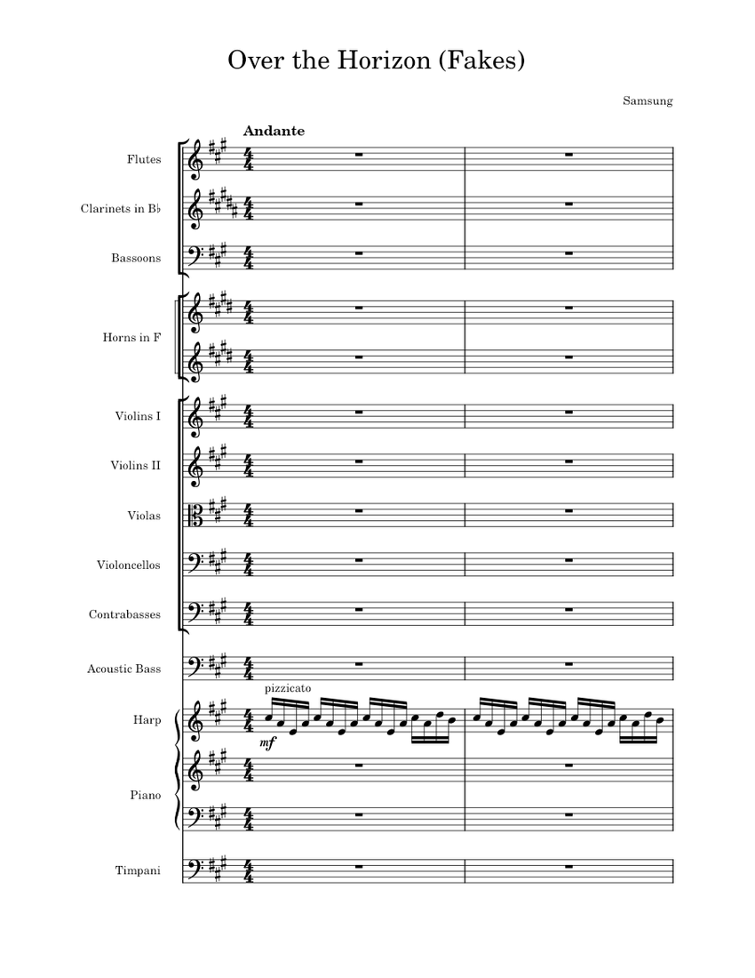 Over the Horizon Sheet Music for Piano, Flute, Clarinet in b-flat, Bassoon & more instruments ...
