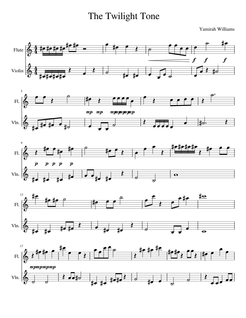 The Twilight Tone Sheet music for Flute, Violin (Mixed Duet ...