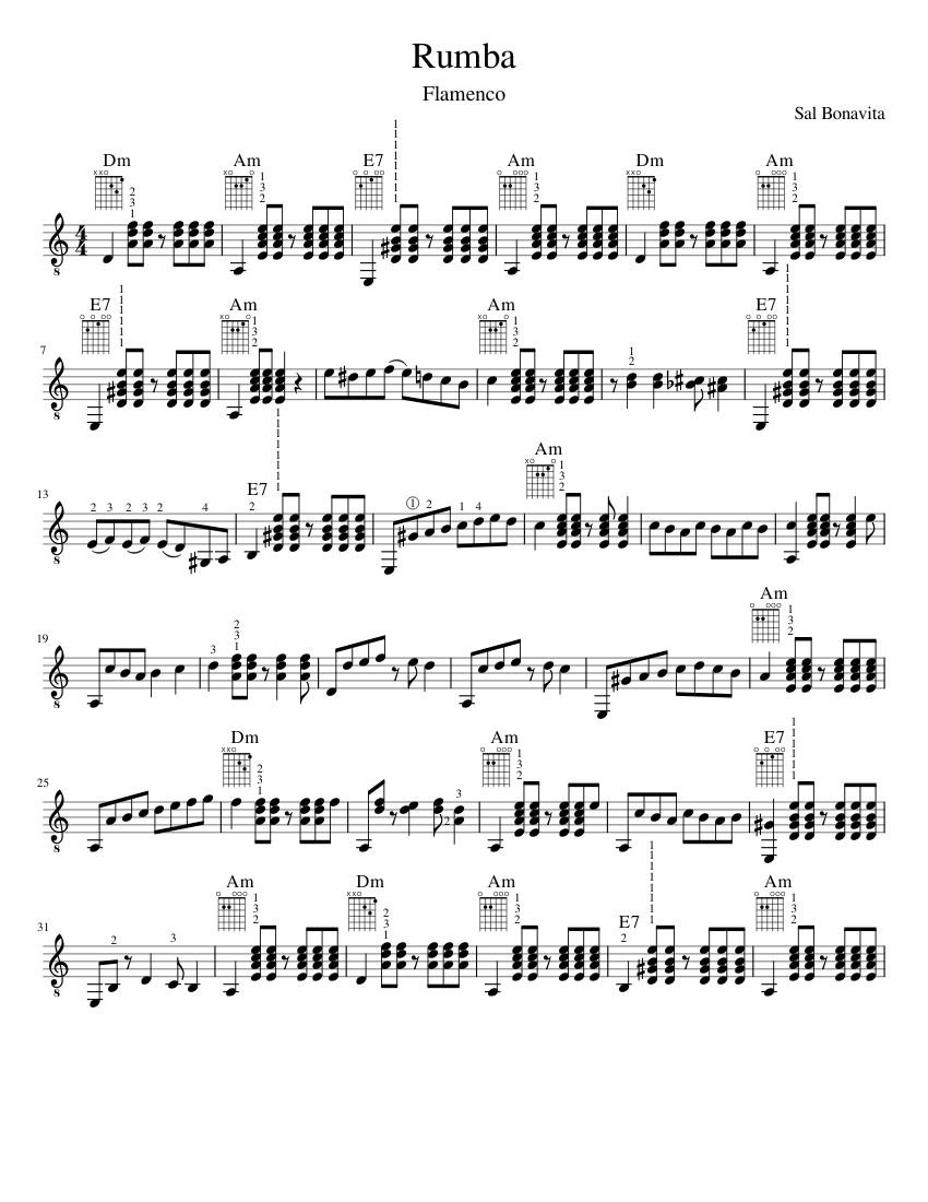 Rumba (Sal Bonavita) Sheet music for Guitar (Solo) | Musescore.com