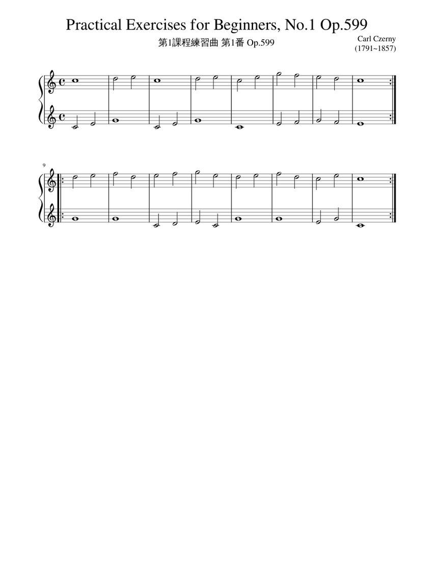 Carl Czerny (1791~1857) - Practical Exercises for Beginners, No.1 Op ...