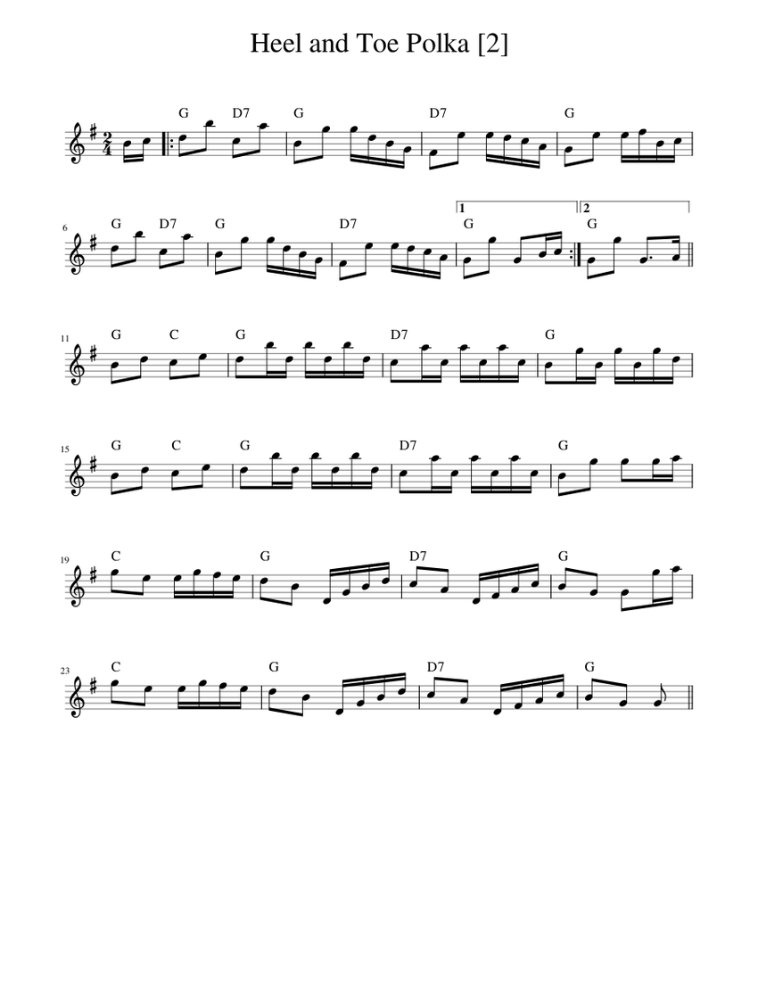Heel and Toe Polka Sheet Music with Chords for Piano (Solo) easy ...